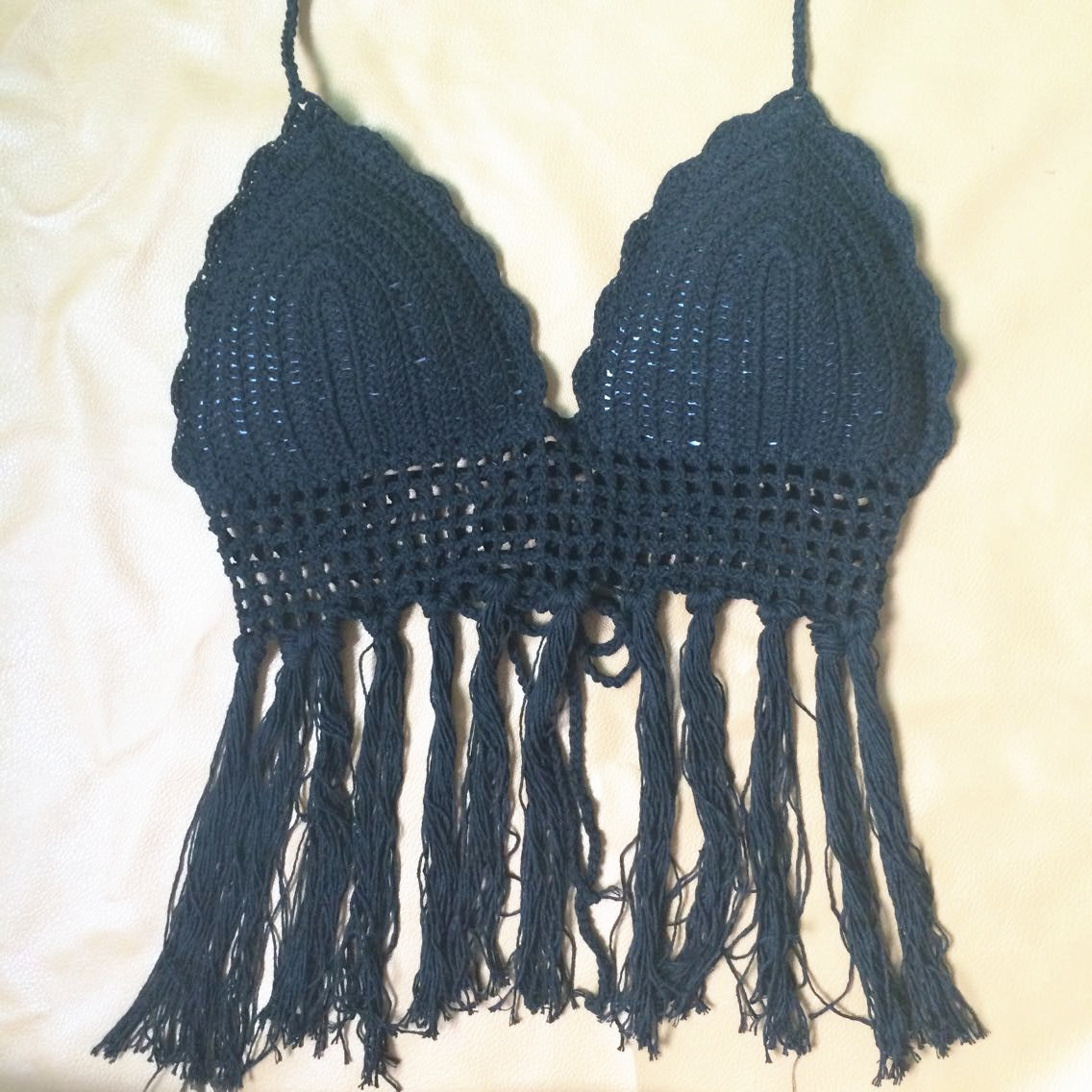 Crocheted Fringed Beach Hand Swimsuit on Luulla