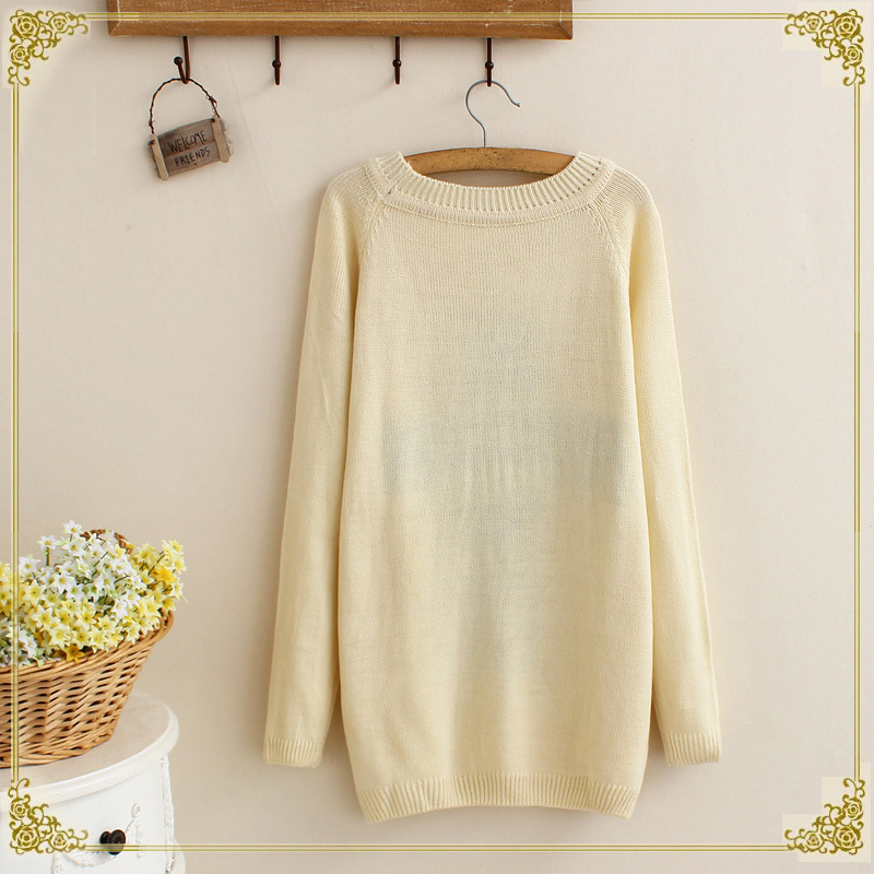 Long Sleeve Knit Loose Pullovers Sweater on Luulla